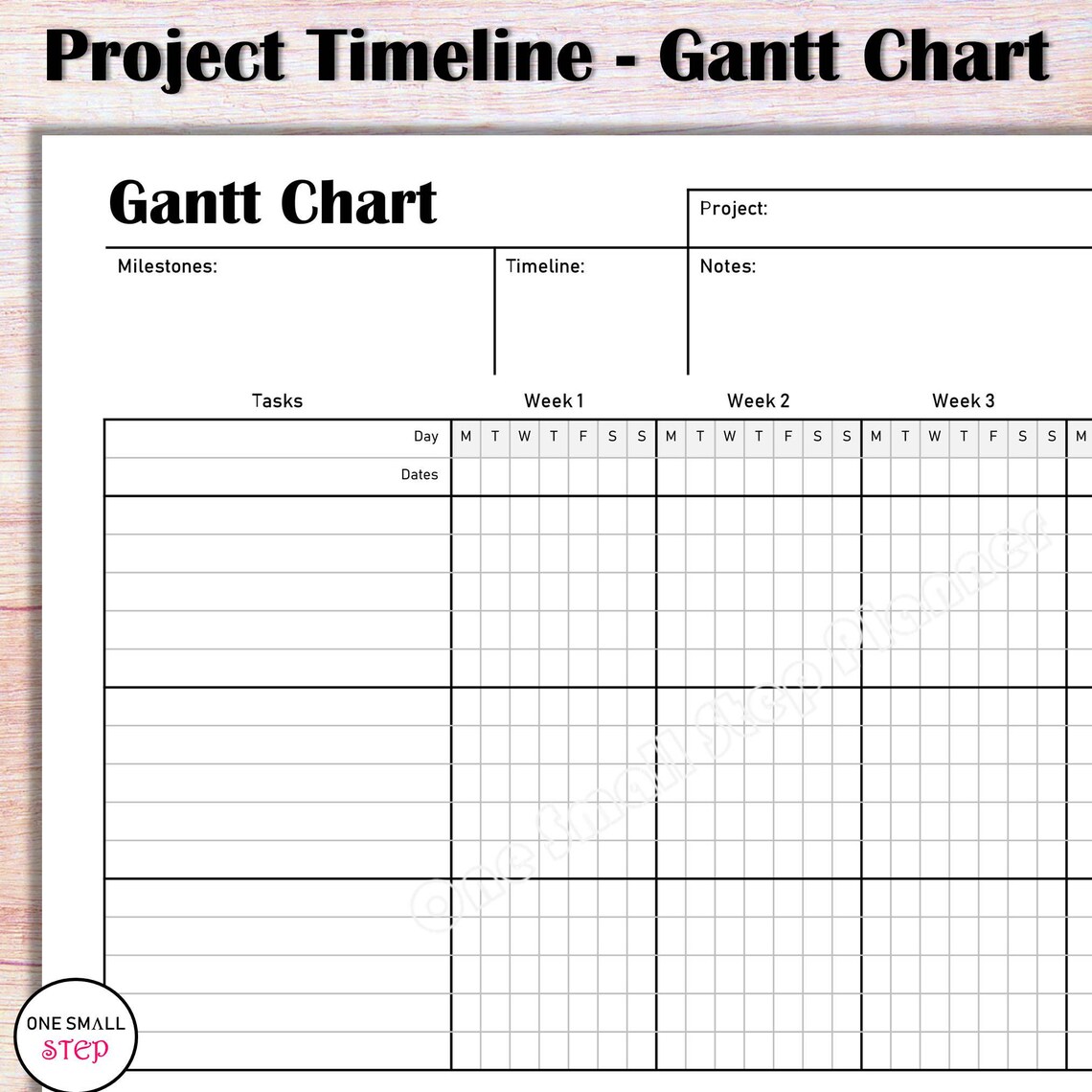 Project Management Template, Printable Project Planner Timeline Gantt ...