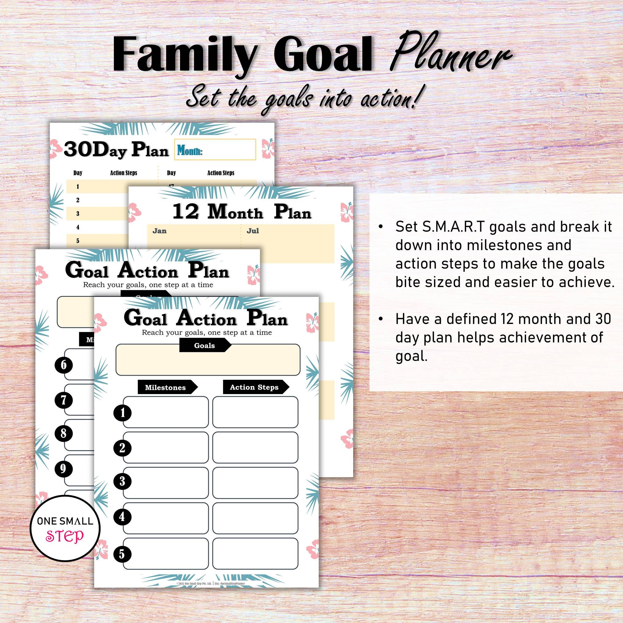 Family Goal Planner Yearly Goal Setting Workbooks, Household Management ...