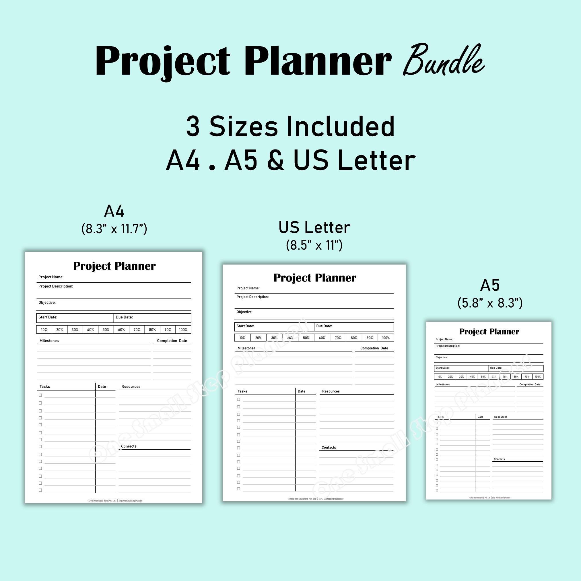 Project Management Planner Printable, A5 Project Planner Business ...