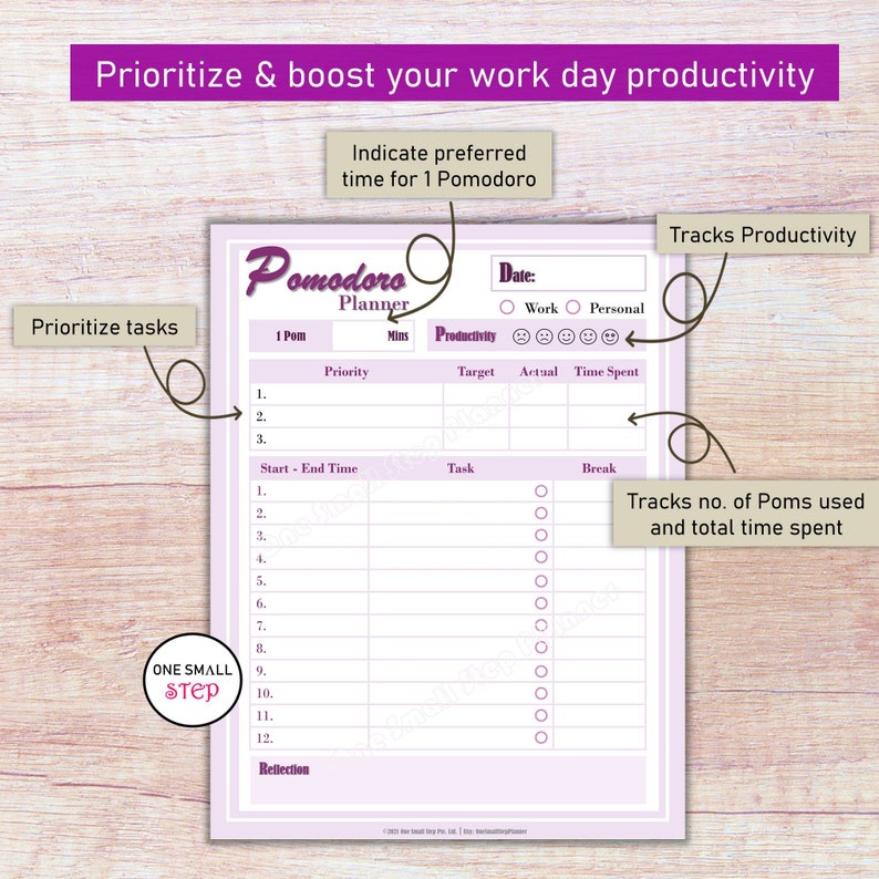Pomodoro Planner Pomodoro Technique Printable, Time Management Time ...