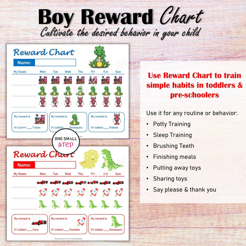 Kids Behavior Chart, Kids Reward Chart for Boys, Dinosaur Potty Chart ...