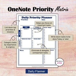 Priority Matrix Digital Planner Onenote, Eisenhower Matrix Project ...