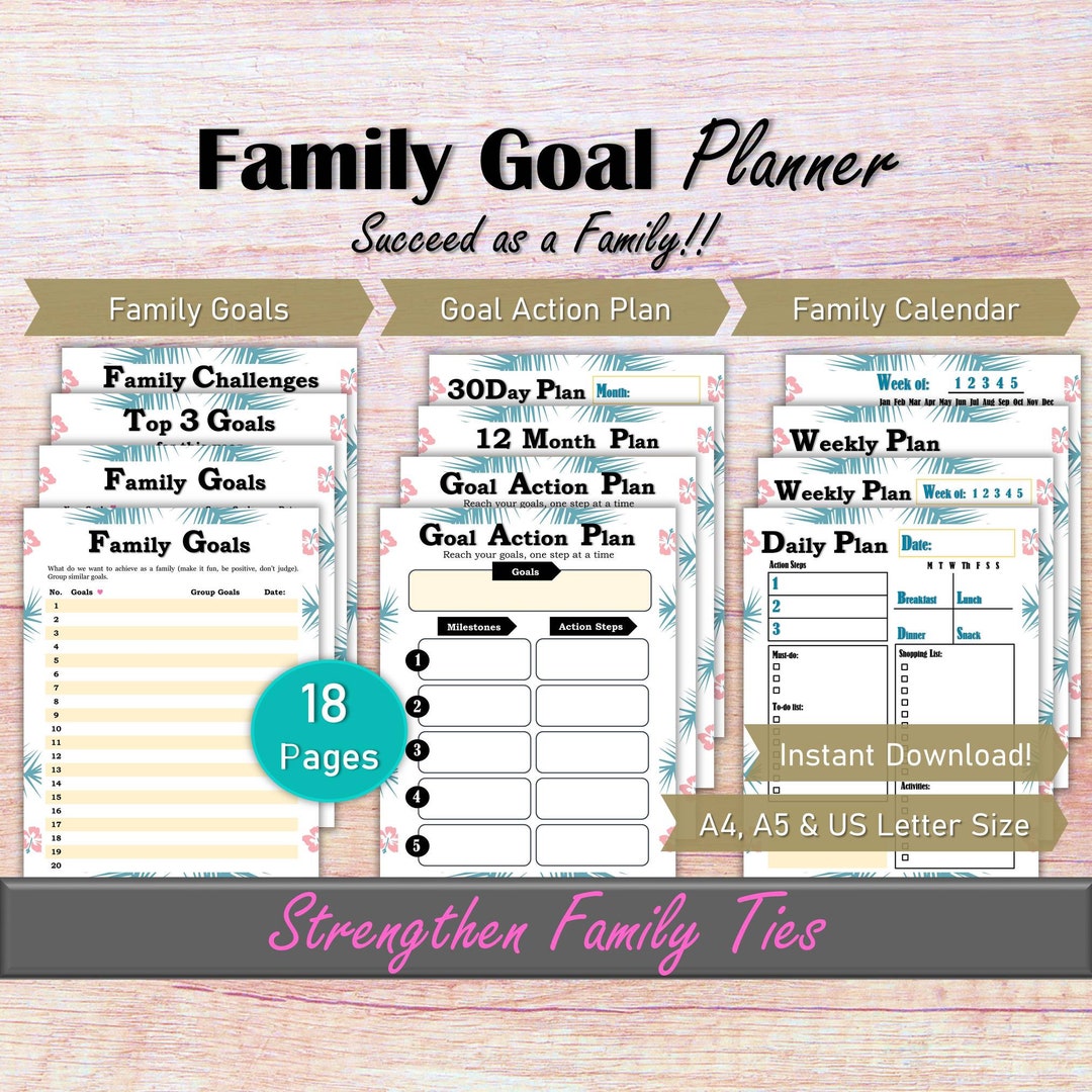 Family Goal Planner Yearly Goal Setting Workbooks, Household Management ...