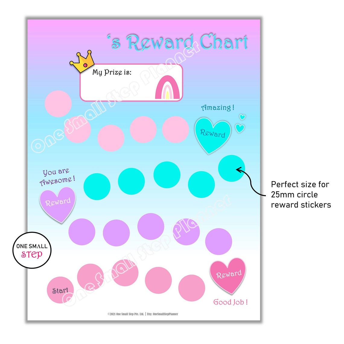 Reward Sticker Chart Kids Reward Chart Girl Sticker Chart | Etsy