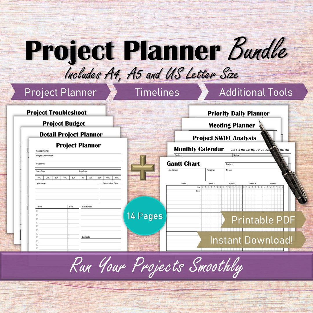 Project Management Planner Printable, A5 Project Planner Business ...