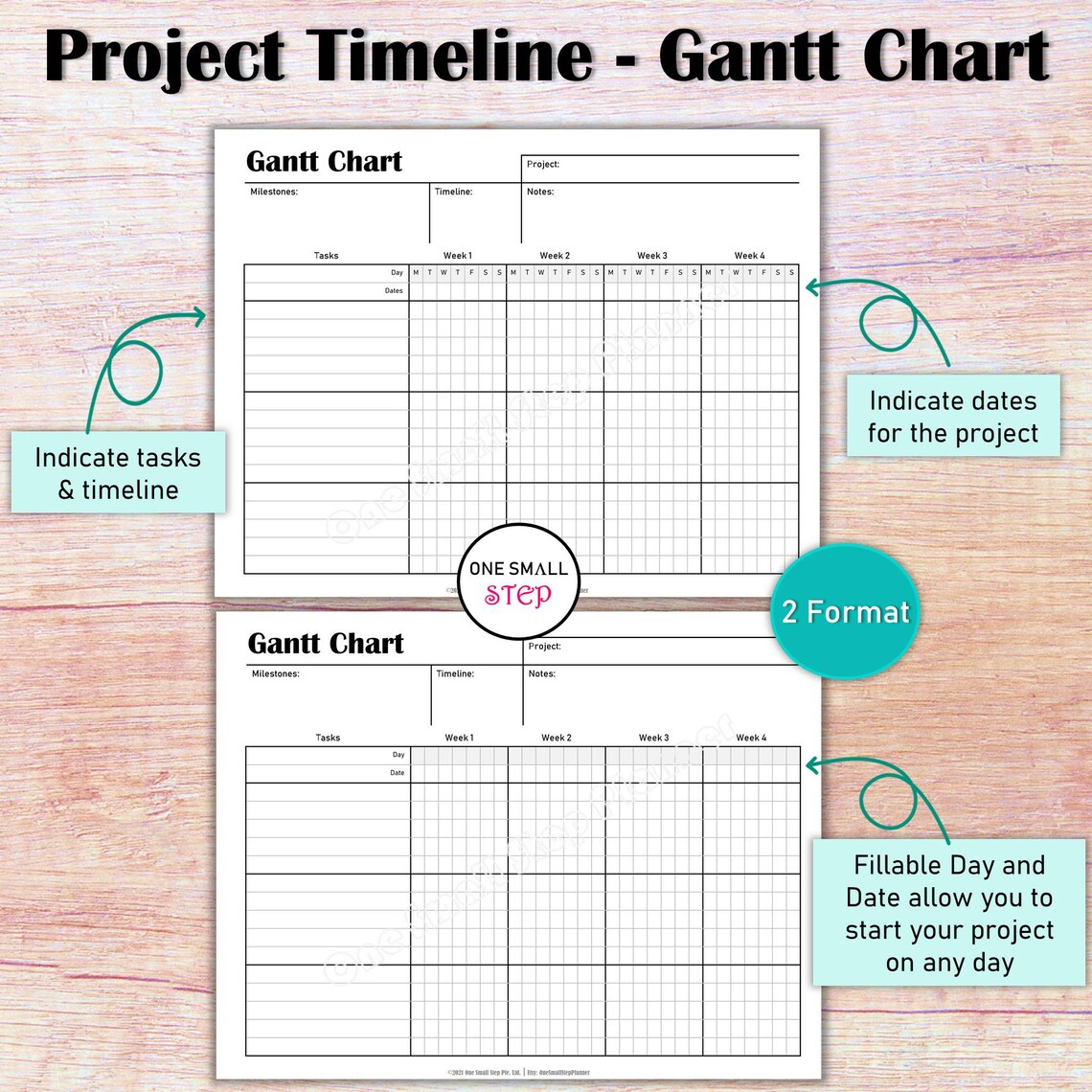 Project Management Template, Printable Project Planner Timeline Gantt ...