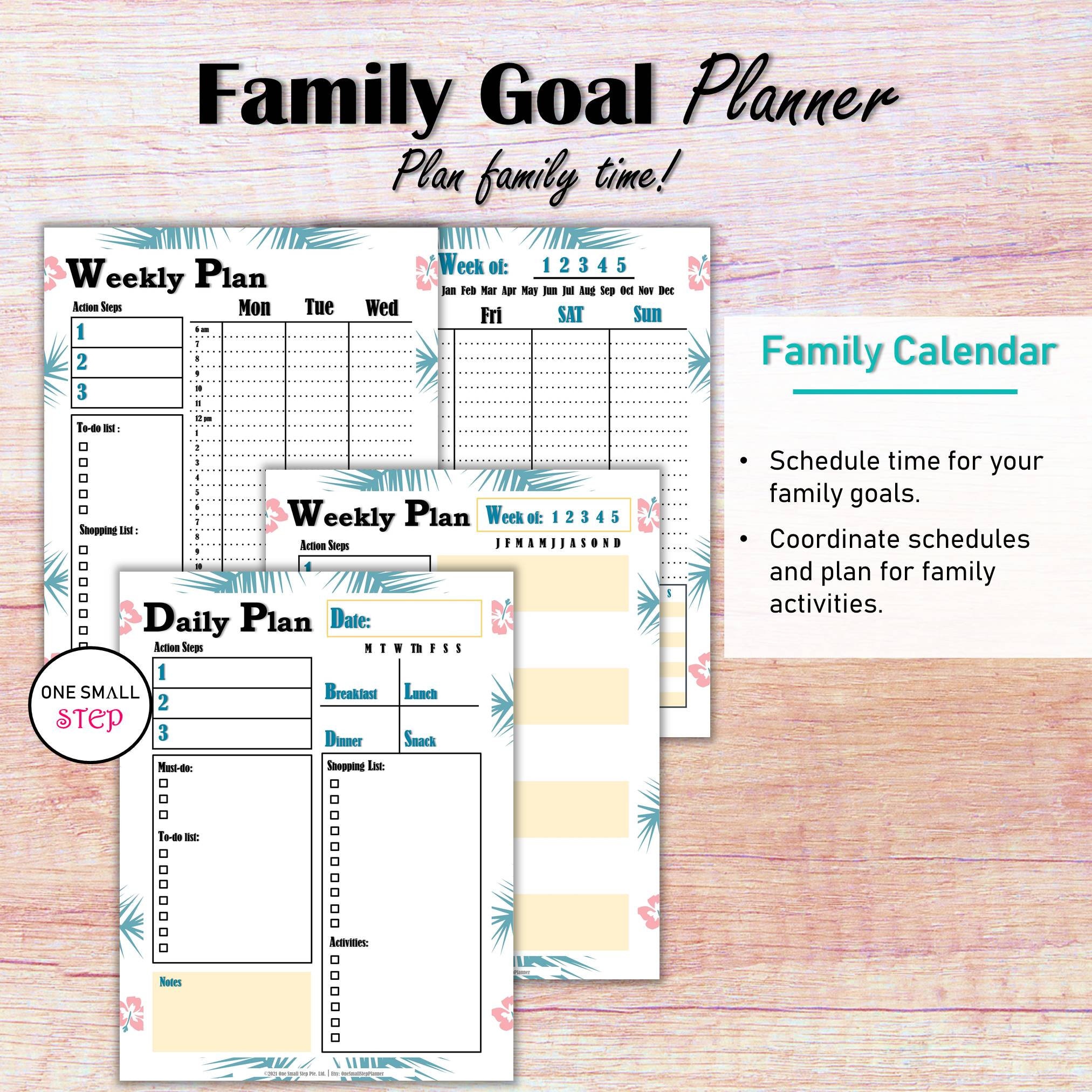 Family Goal Planner Yearly Goal Setting Workbooks, Household Management ...