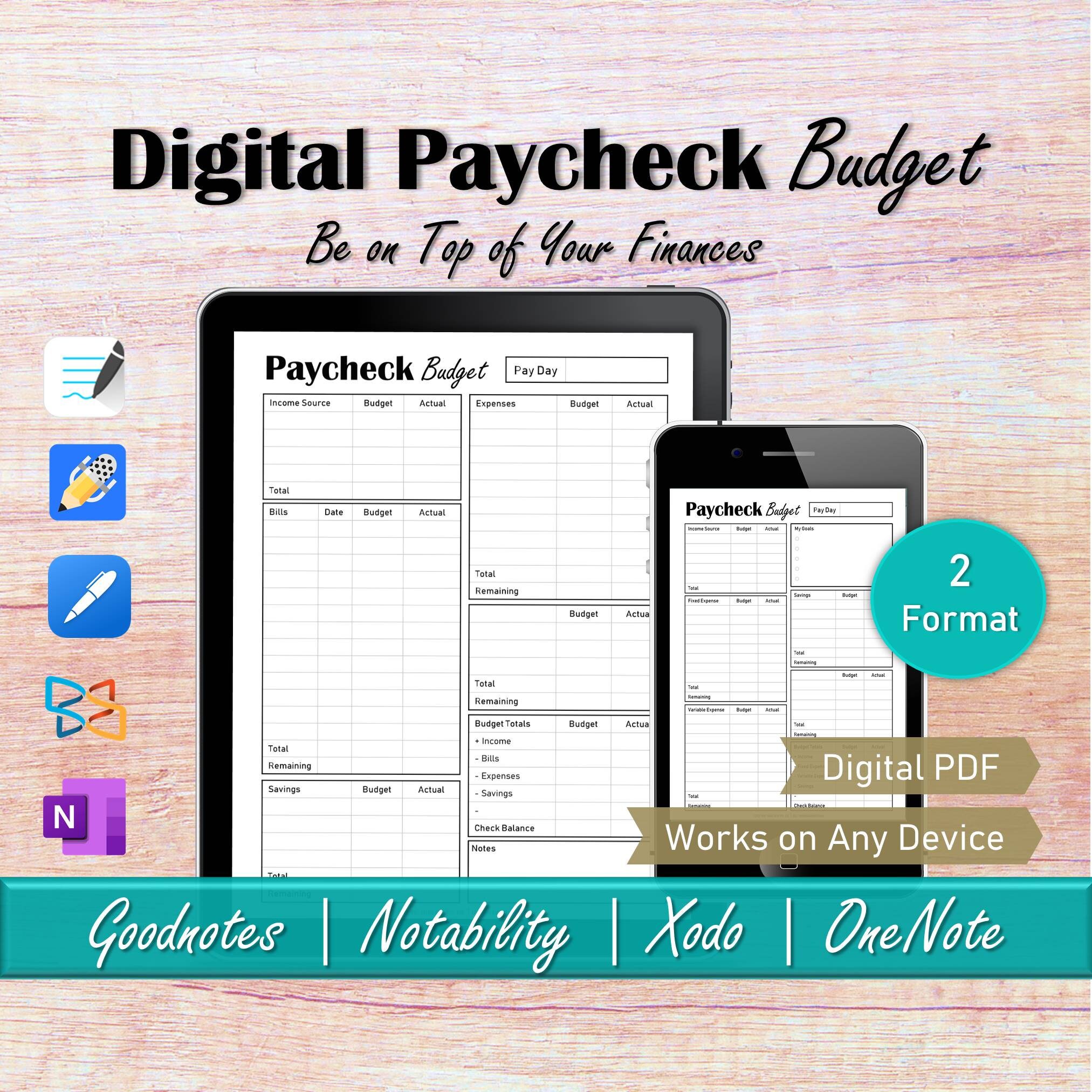 Digital Budget by Paycheck iPad Budget Planner, Onenote Personal ...