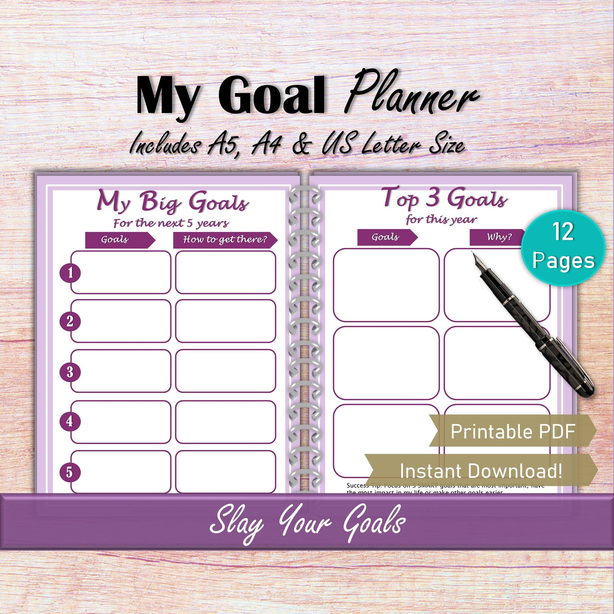2024 Yearly Goal Planner, Goal Setting Workbooks Printable, Goal Vision ...