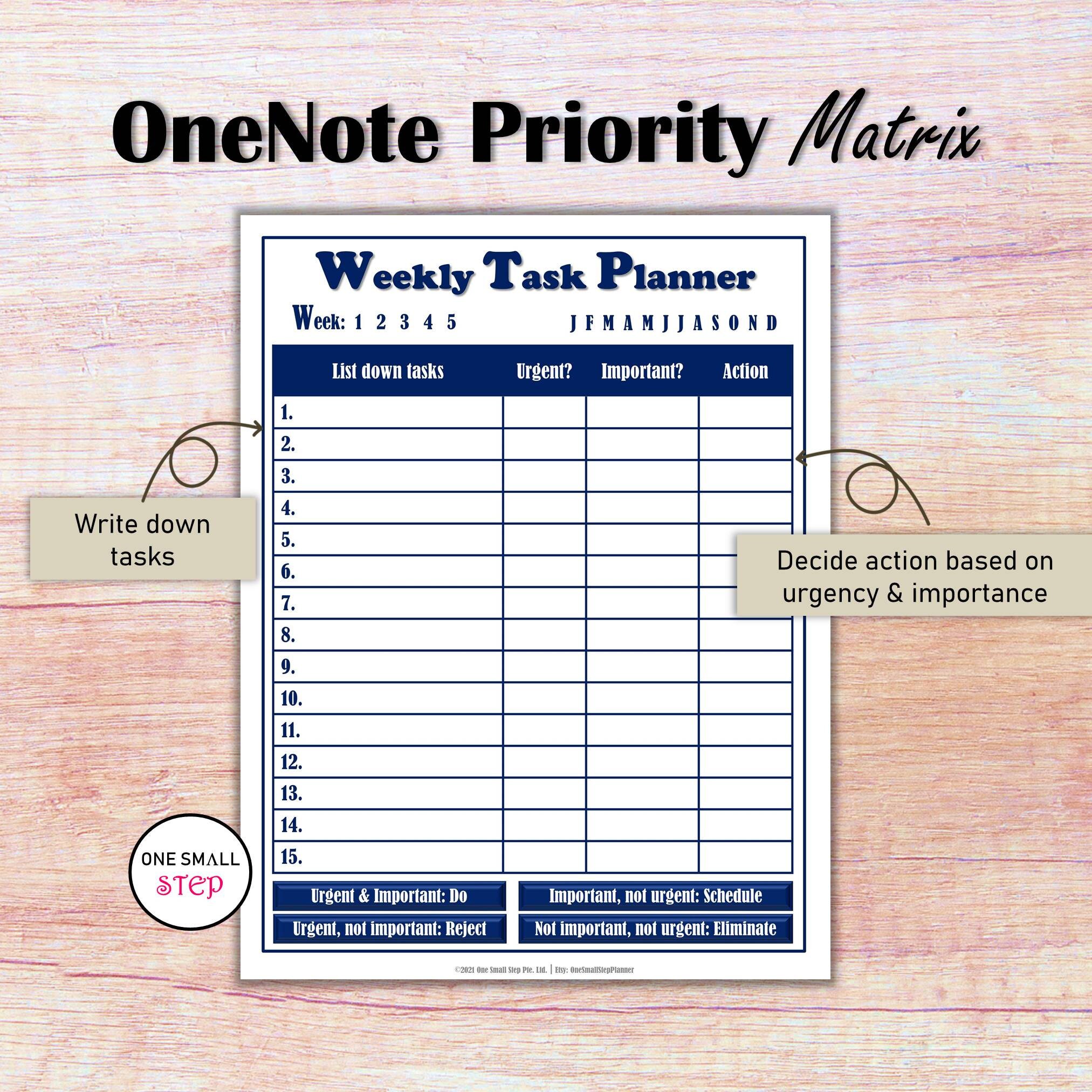 Priority Matrix Digital Planner Onenote, Eisenhower Matrix Project ...