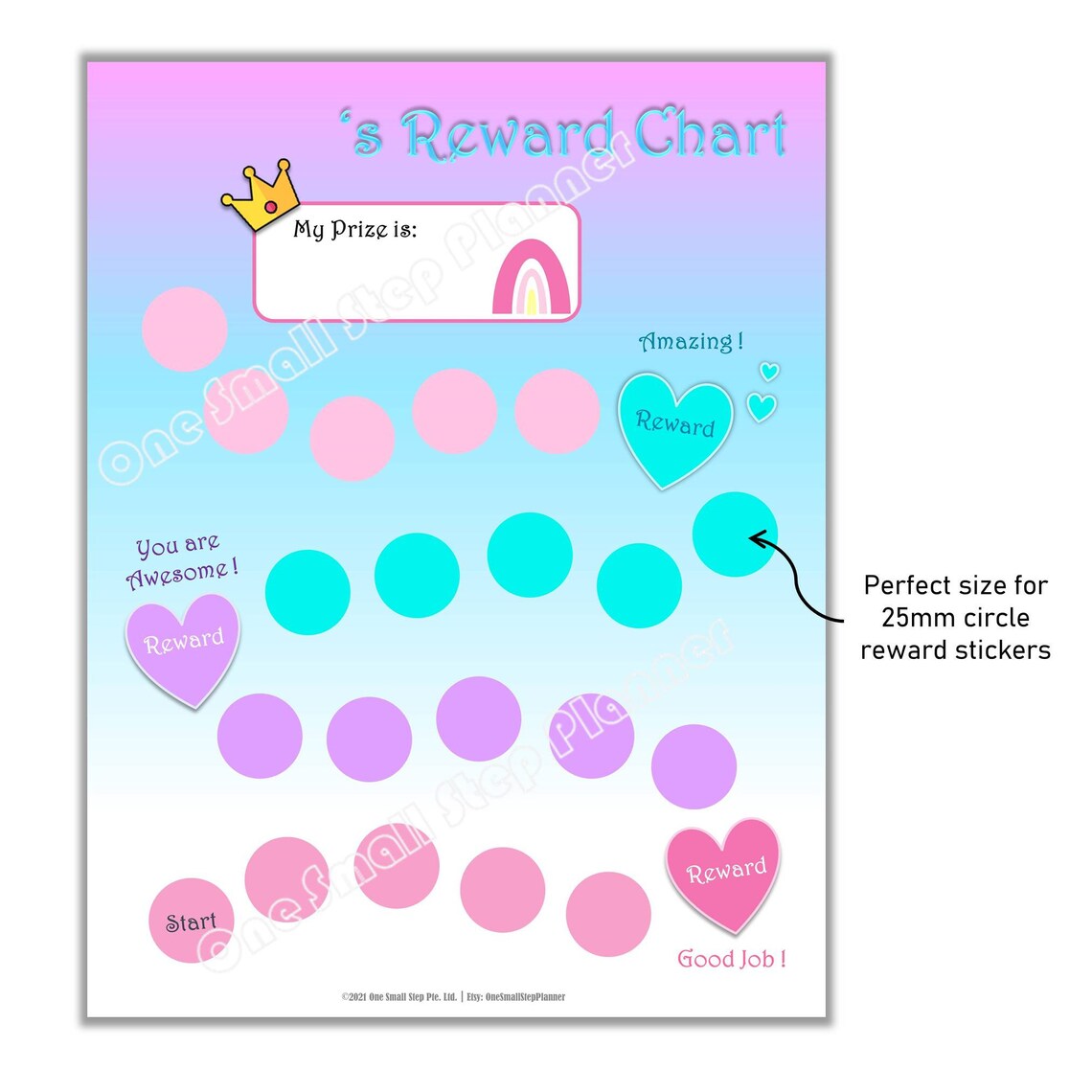 Reward Sticker Chart Kids Reward Chart, Girl Sticker Chart Potty Chart ...