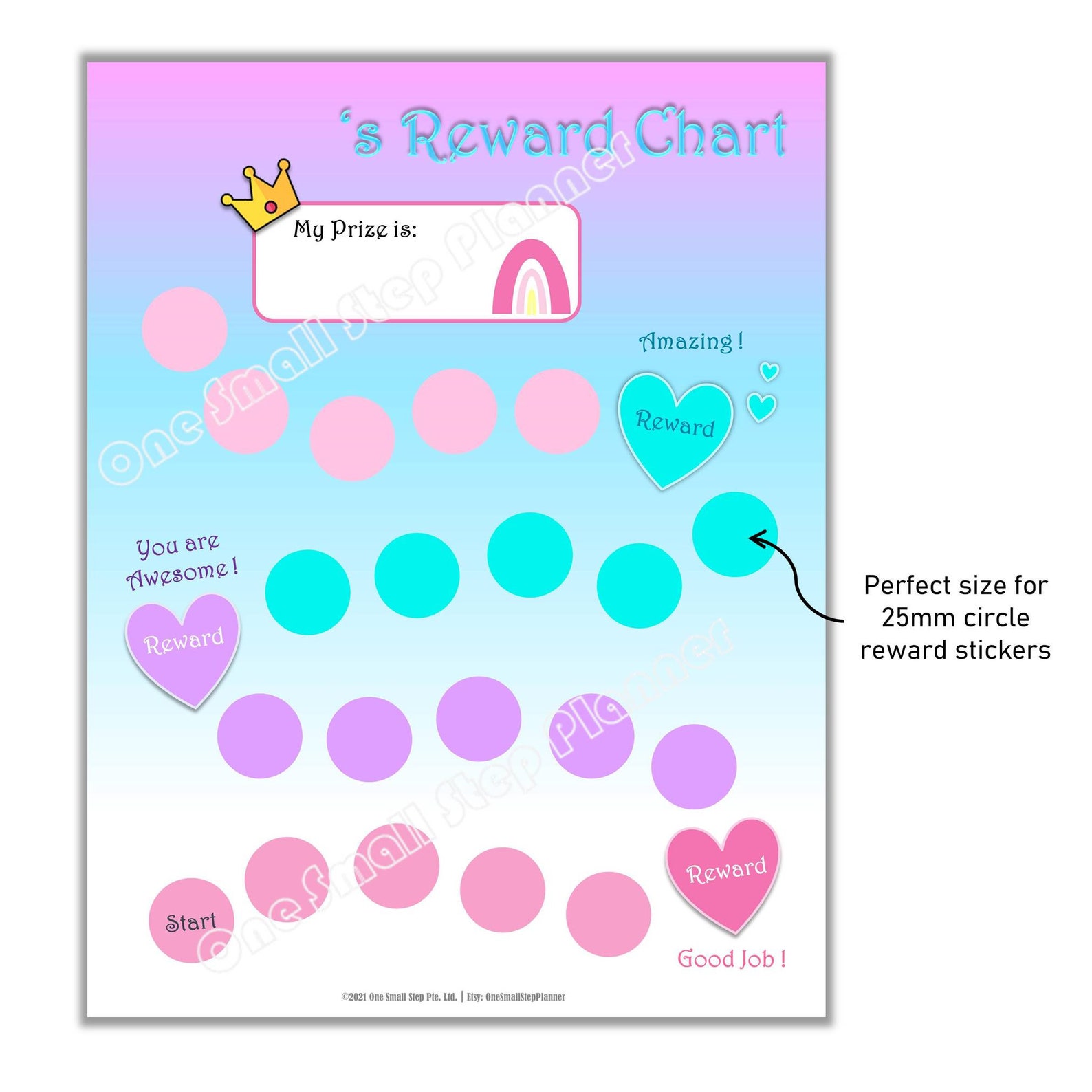 Reward Sticker Chart Kids Reward Chart Girl Sticker Chart - Etsy