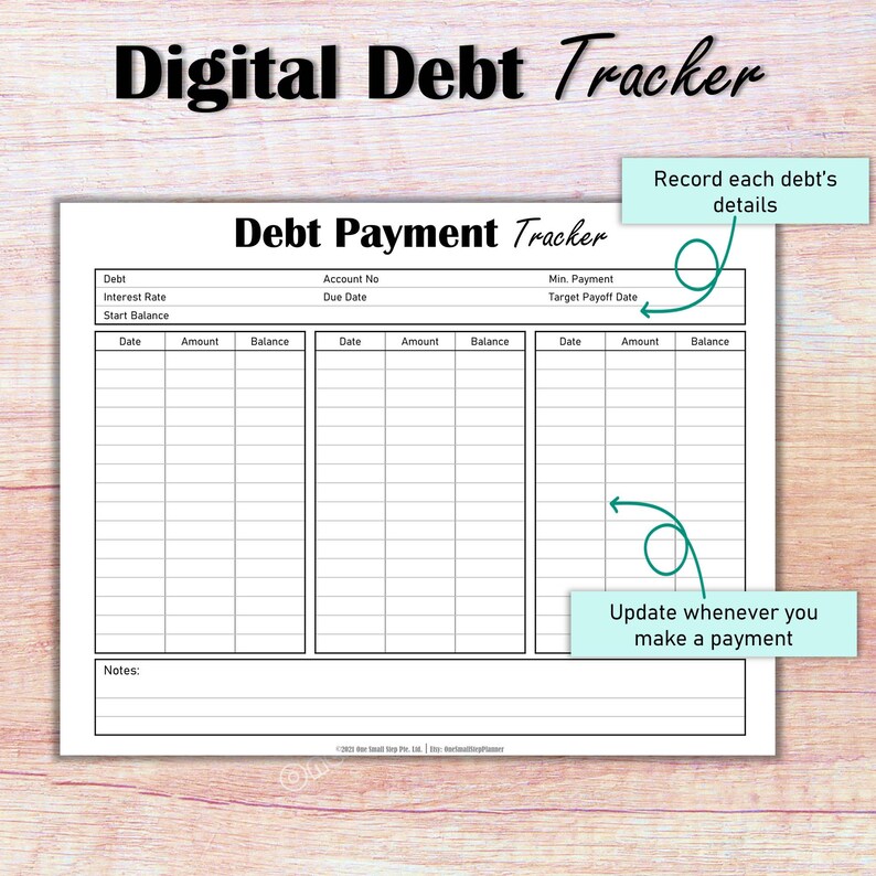 Digital Debt Payoff Tracker iPad Budget Planner, Debt Payment Tracker ...