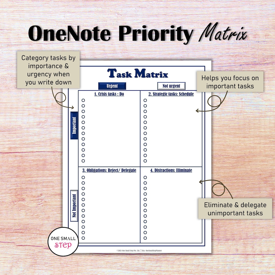 Priority Matrix Digital Planner Onenote, Eisenhower Matrix Project ...