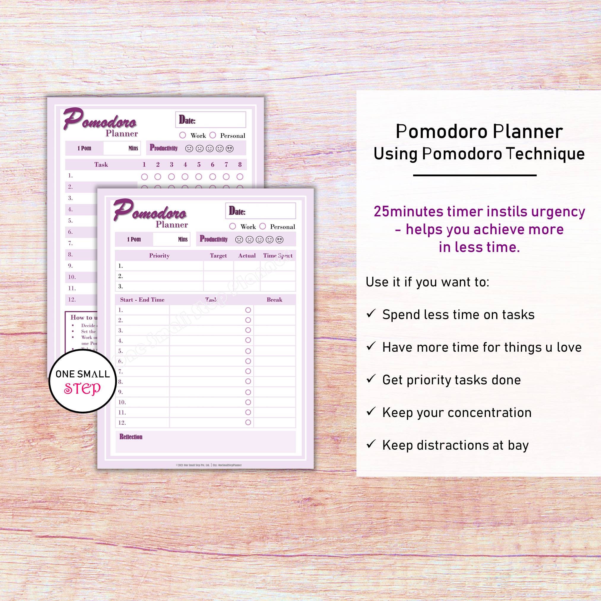Pomodoro Planner Pomodoro Technique Printable, Time Management Time ...