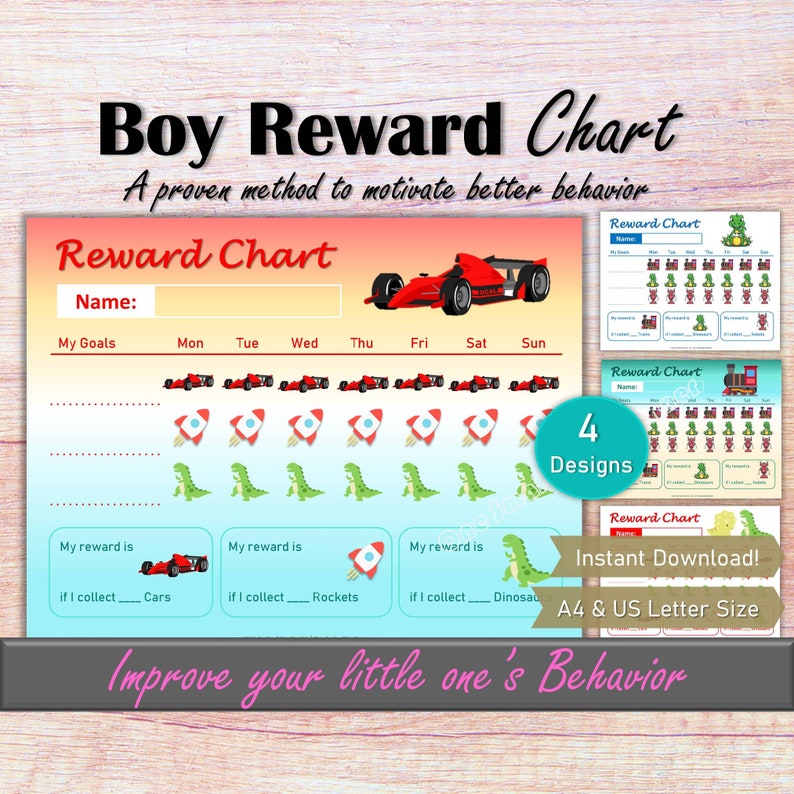 Kids Behavior Chart, Kids Reward Chart for Boys, Dinosaur Potty Chart ...
