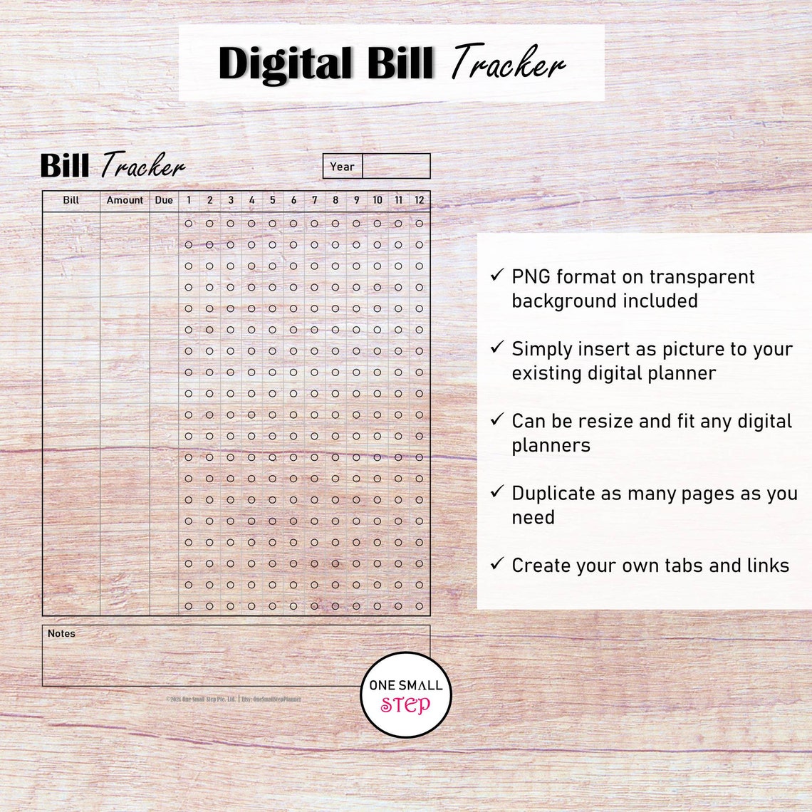 Digital Bill Tracker Ipad Budget Planner Goodnotes Monthly | Etsy