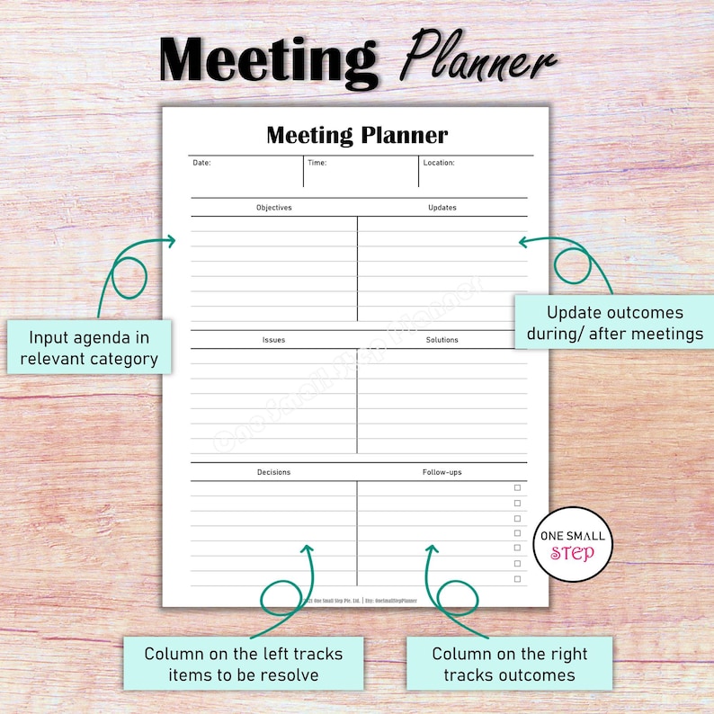 Meeting Notes Planner Printable, Meeting Agenda Note Taking Template ...