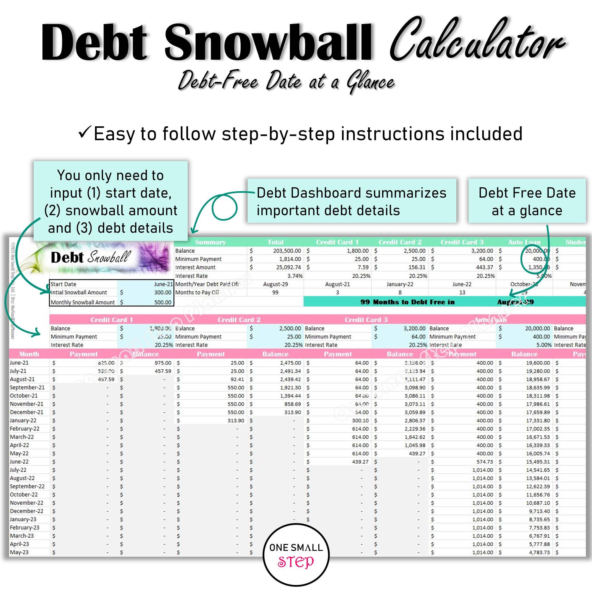 Debt Snowball Excel Spreadsheet, Dave Ramsey Snowball Debt Spreadsheet, Debt Payoff Calculator ...