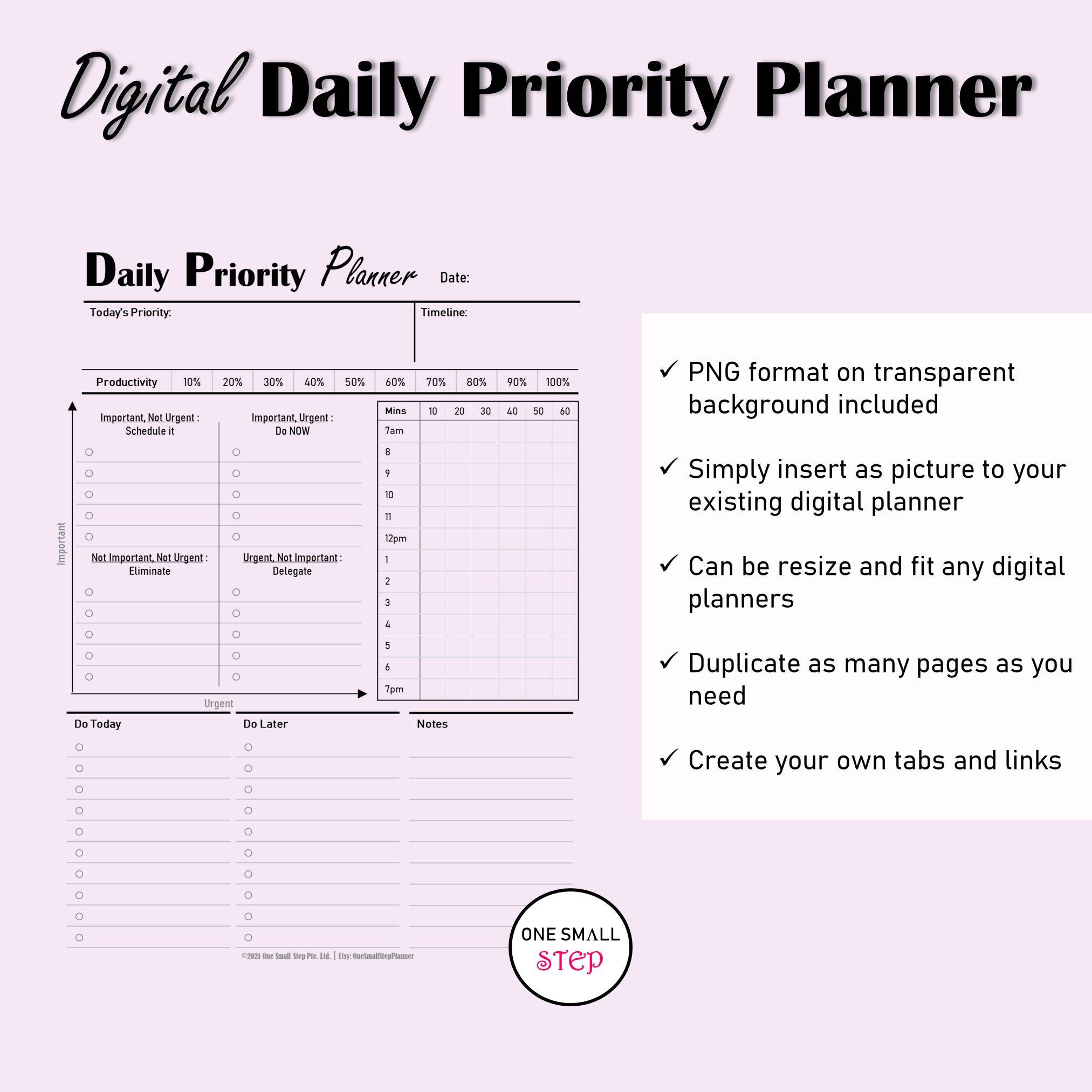Digital Daily Priority Matrix iPad Planner Goodnotes 10 - Etsy