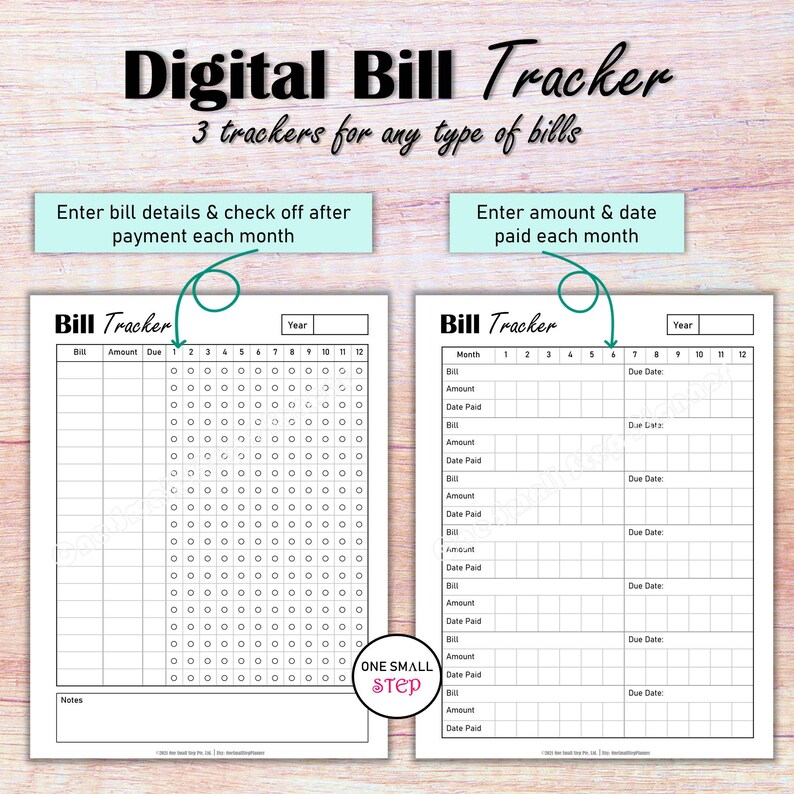 Digital Bill Tracker iPad Budget Planner, Goodnotes Monthly Bill ...