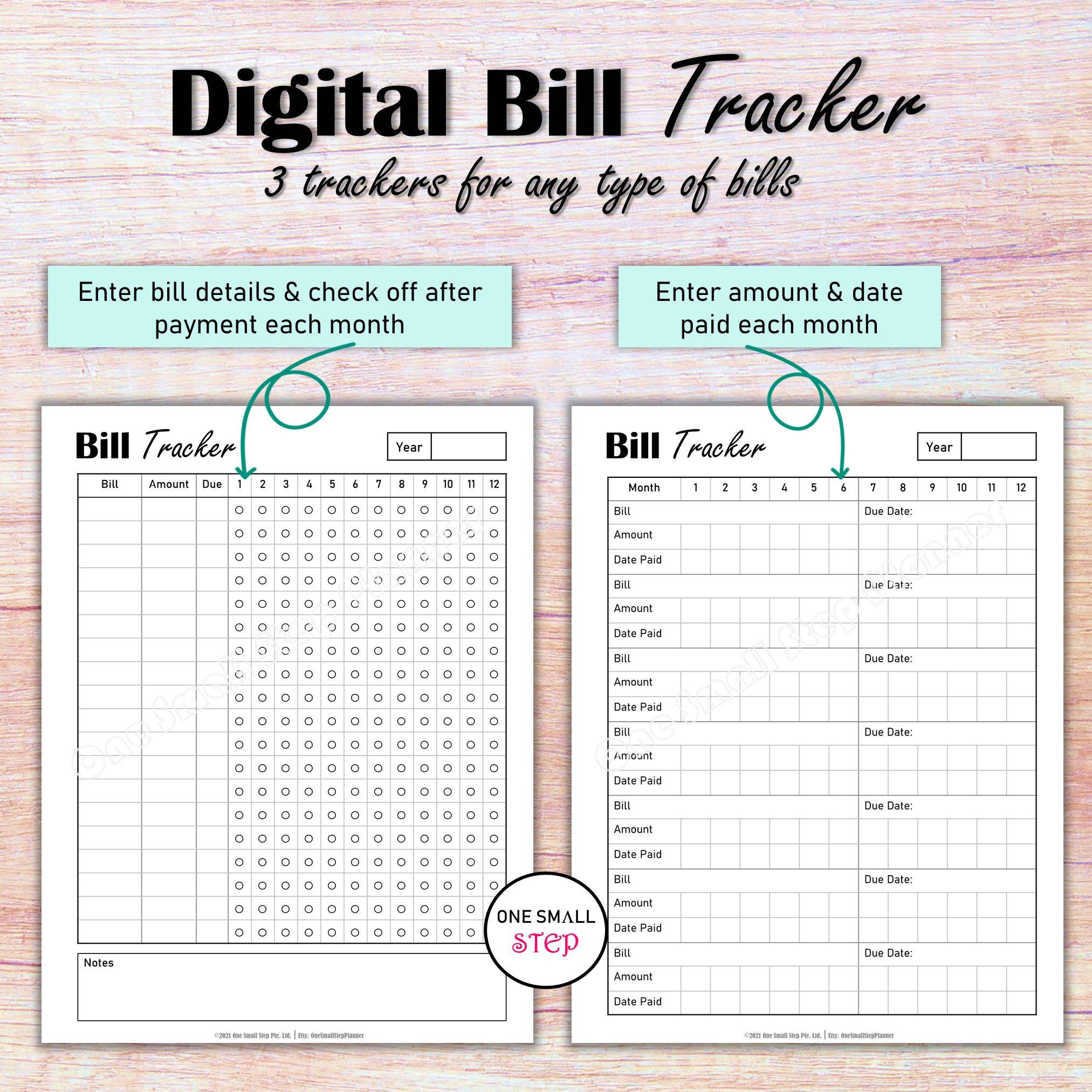 Digital Bill Tracker iPad Budget Planner Goodnotes Monthly - Etsy