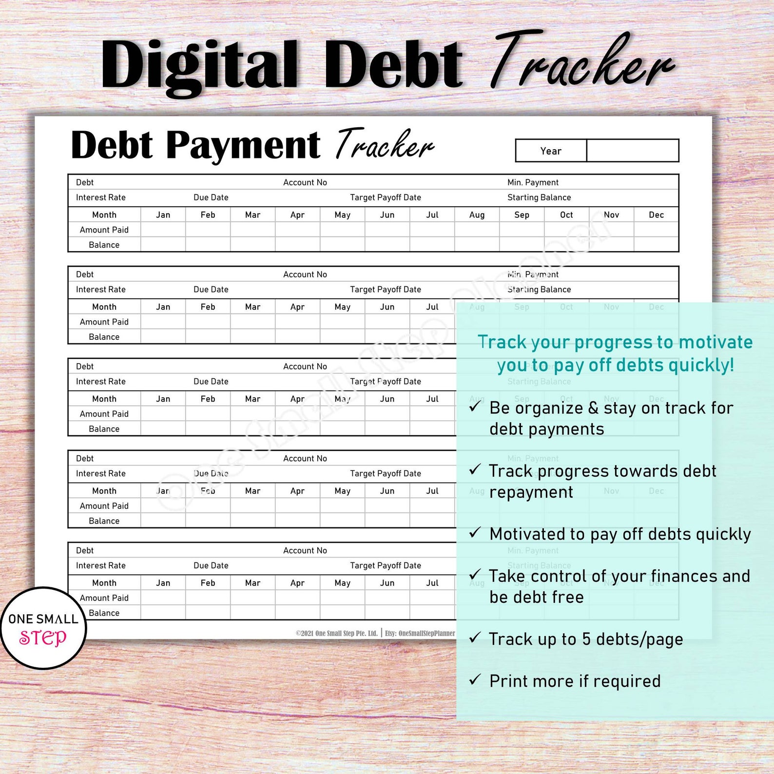 Digital Debt Payoff Tracker iPad Budget Planner, Debt Payment Tracker ...