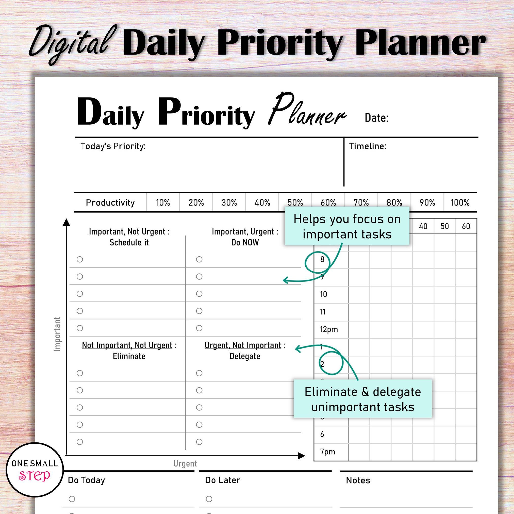 Digital Daily Priority Matrix iPad Planner Goodnotes 10 - Etsy