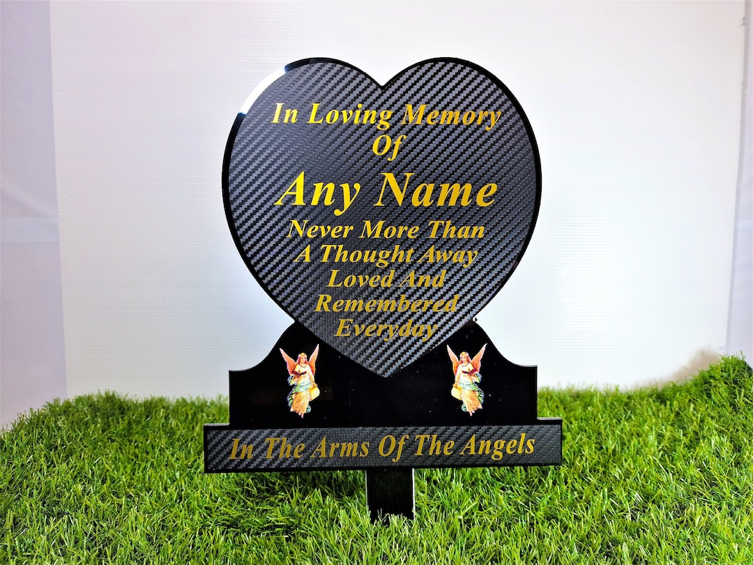 Large Heart Temporary Gravestone Marker Memorial Plaque, Personalised ...
