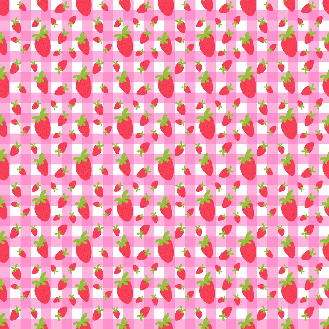 Seamless Repeatable Design Pink Gingham With Strawberries - Etsy