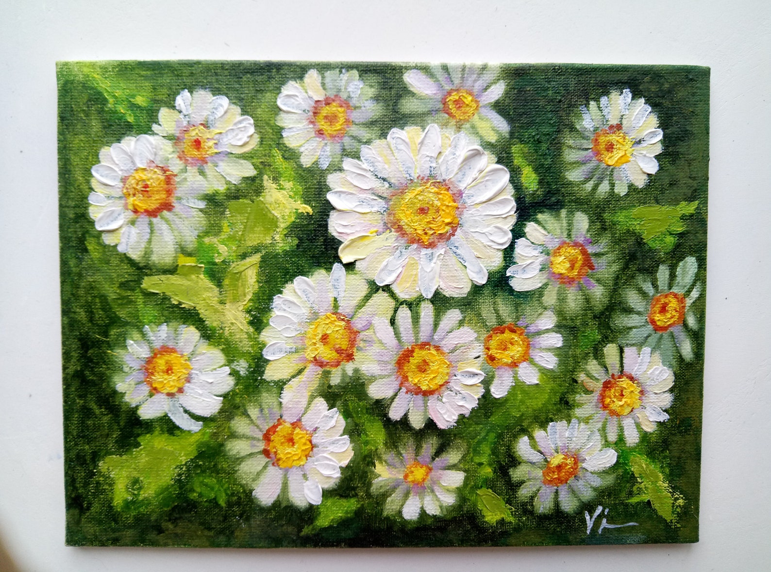 Daisy Painting Oil Painting Small Picture Bouquet of White - Etsy