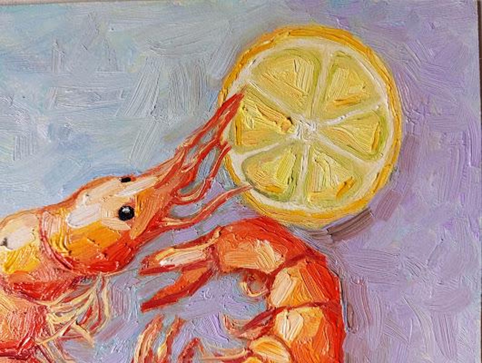 Shrimp Painting Seafood Painting Shrimp Painting Sea Small Painting 8x8 ...