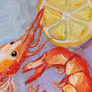 Shrimp Painting Seafood Painting Shrimp Painting Sea Small Painting 8x8 ...