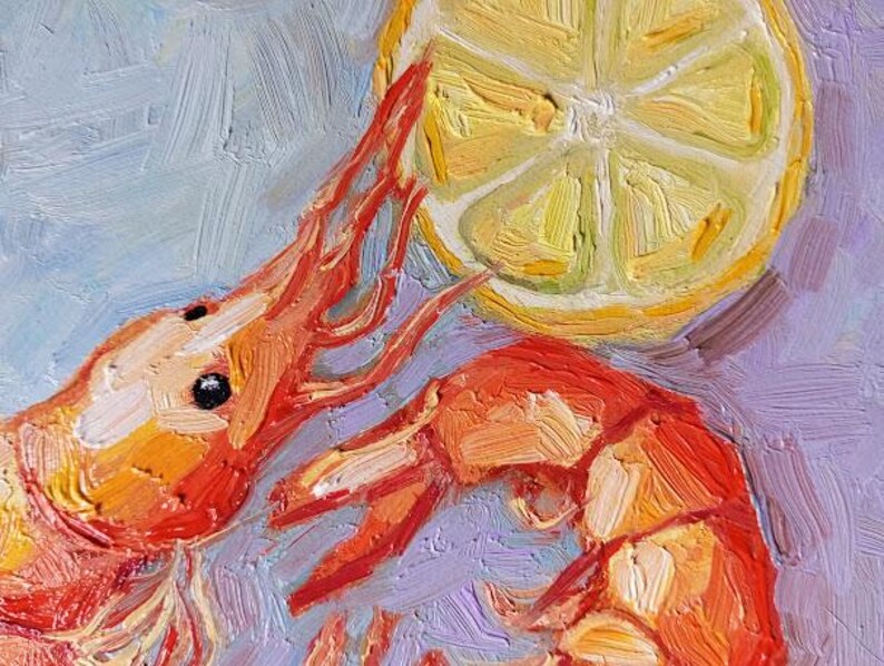 Shrimp Painting Seafood Painting Shrimp Painting Sea Small Painting 8x8 ...