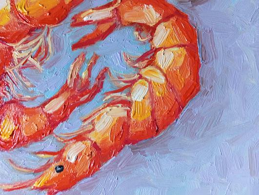 Shrimp Painting Seafood Painting Shrimp Painting Sea Small Painting 8x8 ...