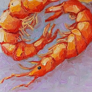 Shrimp Painting Seafood Painting Shrimp Painting Sea Small Painting 8x8 ...