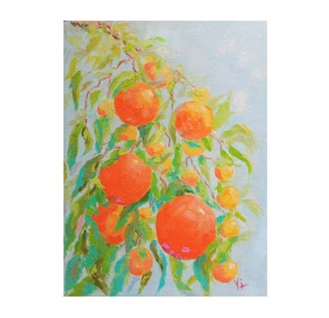 Orange Tree Branch Orange Painting Orange Tree Painting Fruits Original ...