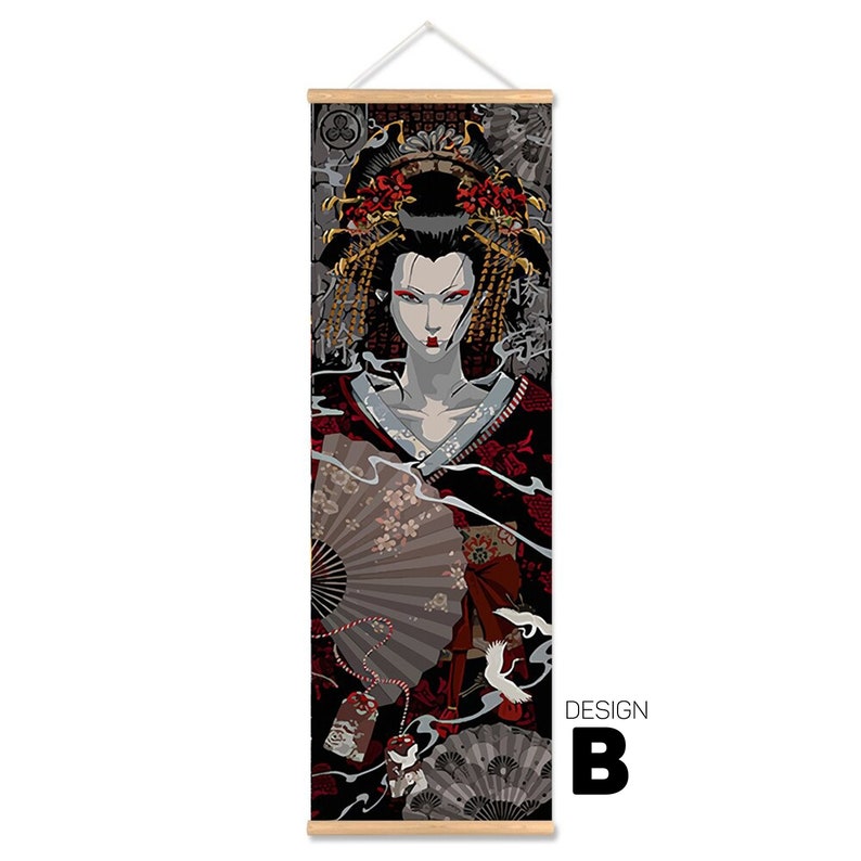 Japanese Samurai Sakuran Ukiyoe Scroll Anime Poster for Living Room ...
