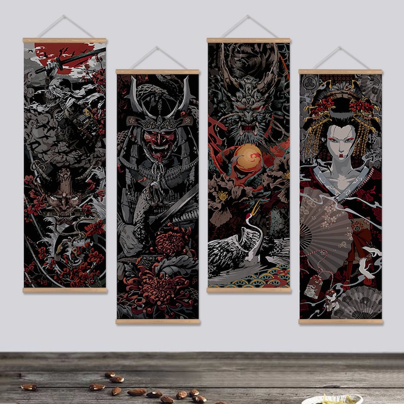 Japanese Samurai Sakuran Ukiyoe Scroll Anime Poster for Living - Etsy