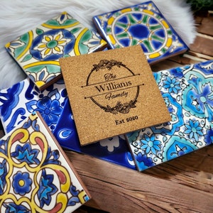 Personalized Spanish Tile Wedding Favor Coasters - Hand Painted - Etsy