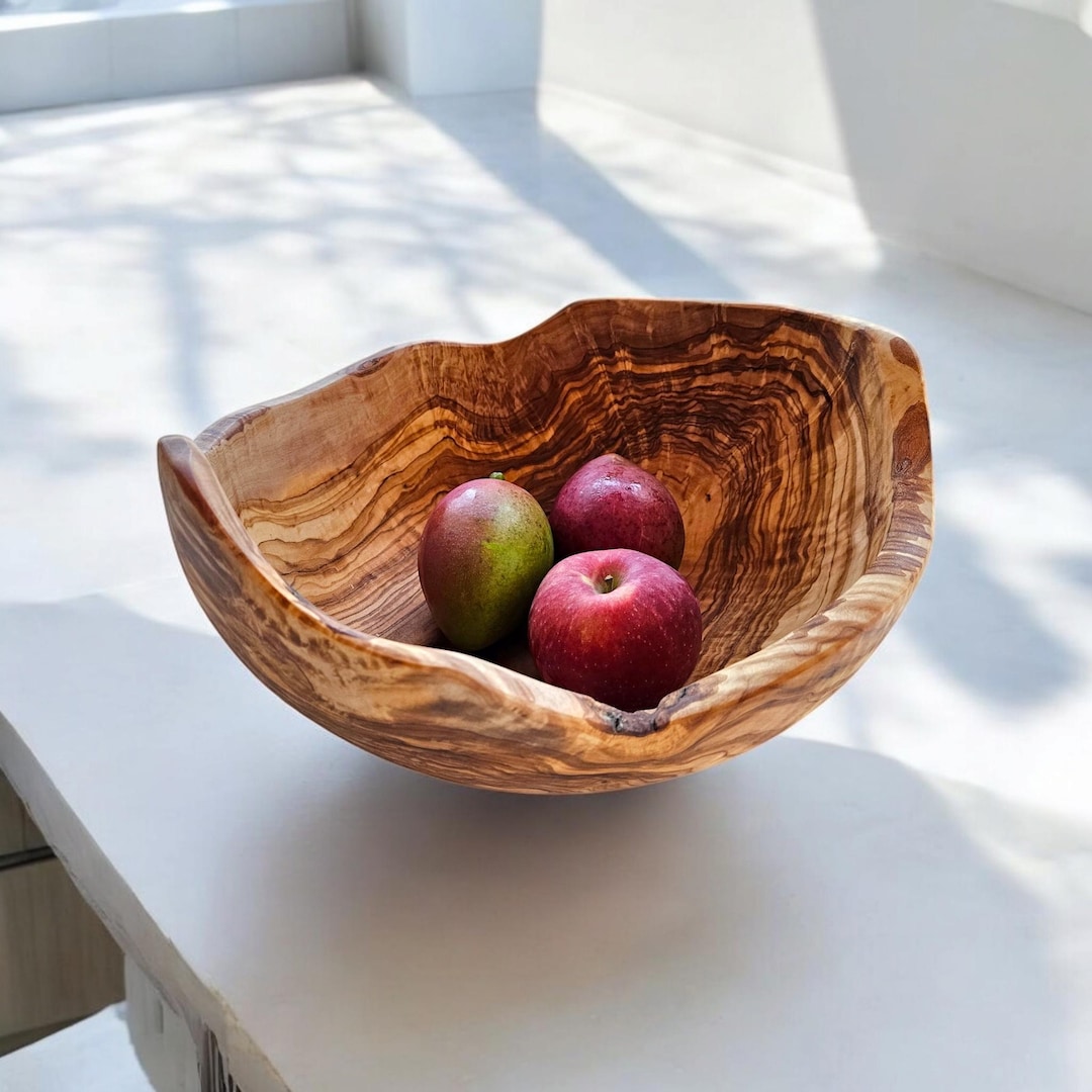 Handcrafted Large Olive Wood Bowl | Unique Serving Bowl | Rustic ...