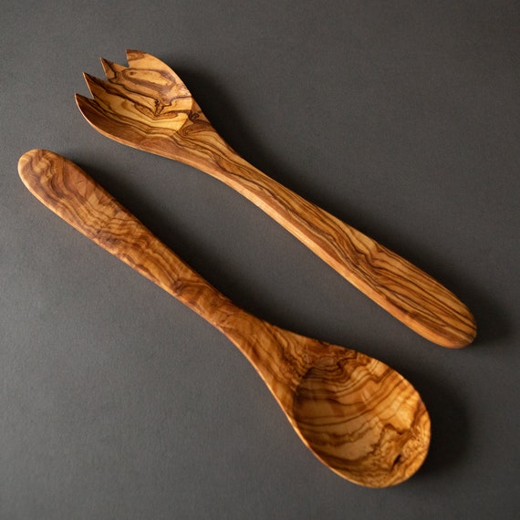 Olive Wood Utensils Cooking Serving & Mixing Set Salad Fork - Etsy