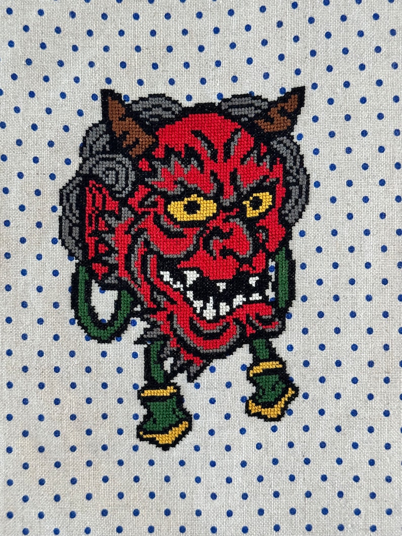 Oni Mask Cross Stitch Pattern - Etsy