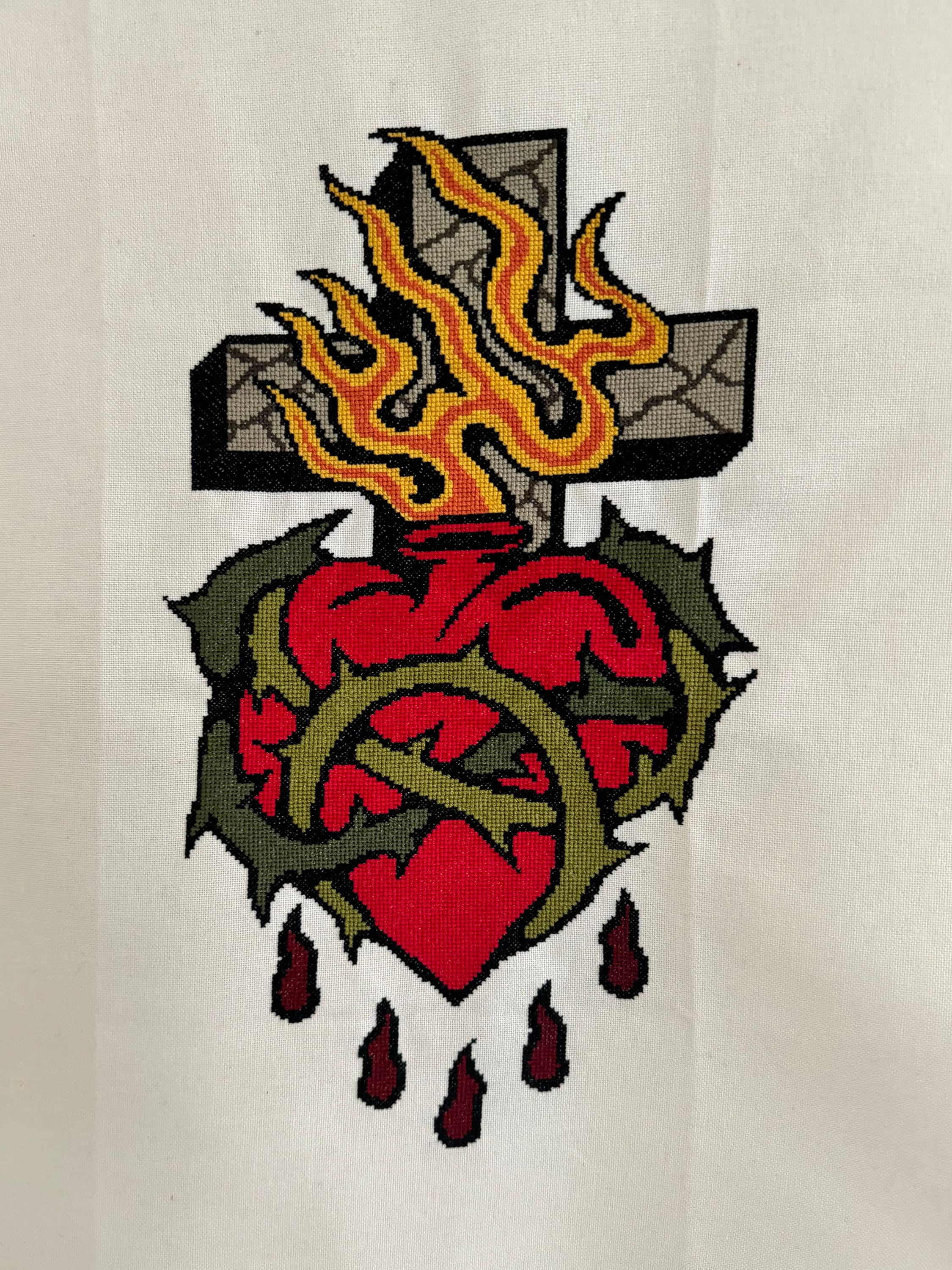 Sacred Heart Tattoo Flash Cross Stitch Pattern - Etsy
