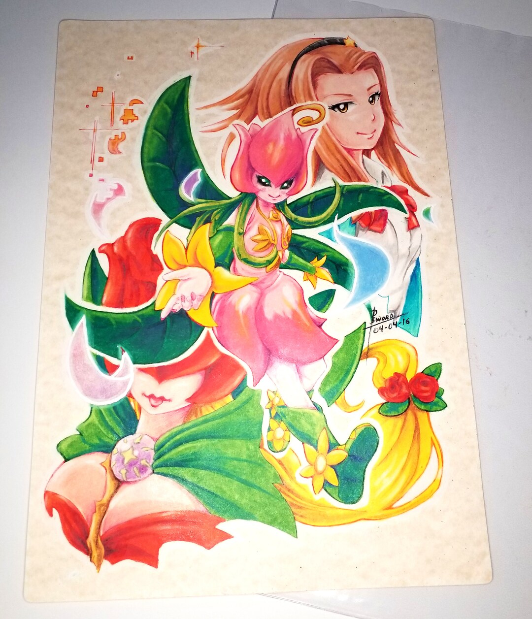 Traditional Drawing Digimon Lillymon Rosemon and Mimi Prismacolors A4 ...