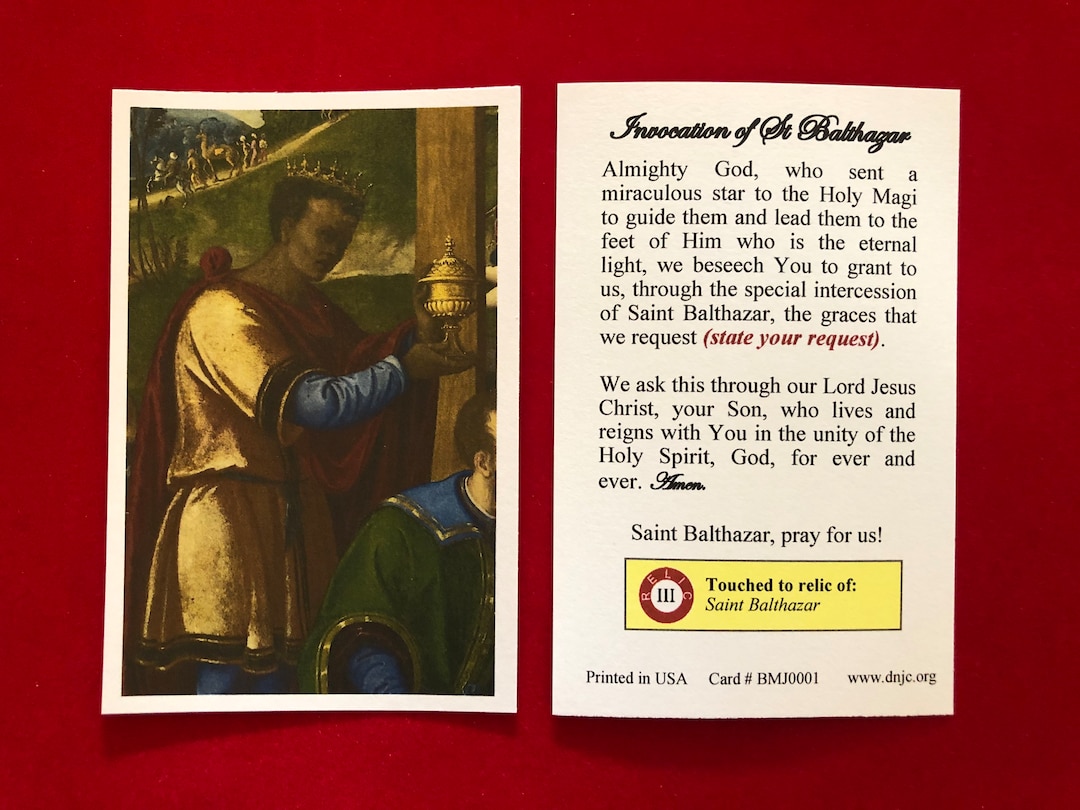 Saint Balthazar Maji Third Class Relic Holy Cards (touched to a First ...