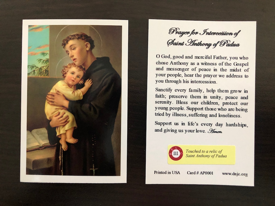 Saint Anthony of Padua Third Class Relic Holy Card touched to a Relic ...