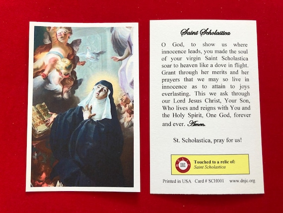 Saint Scholastica Third Class Relic Holy Cards touched to a - Etsy