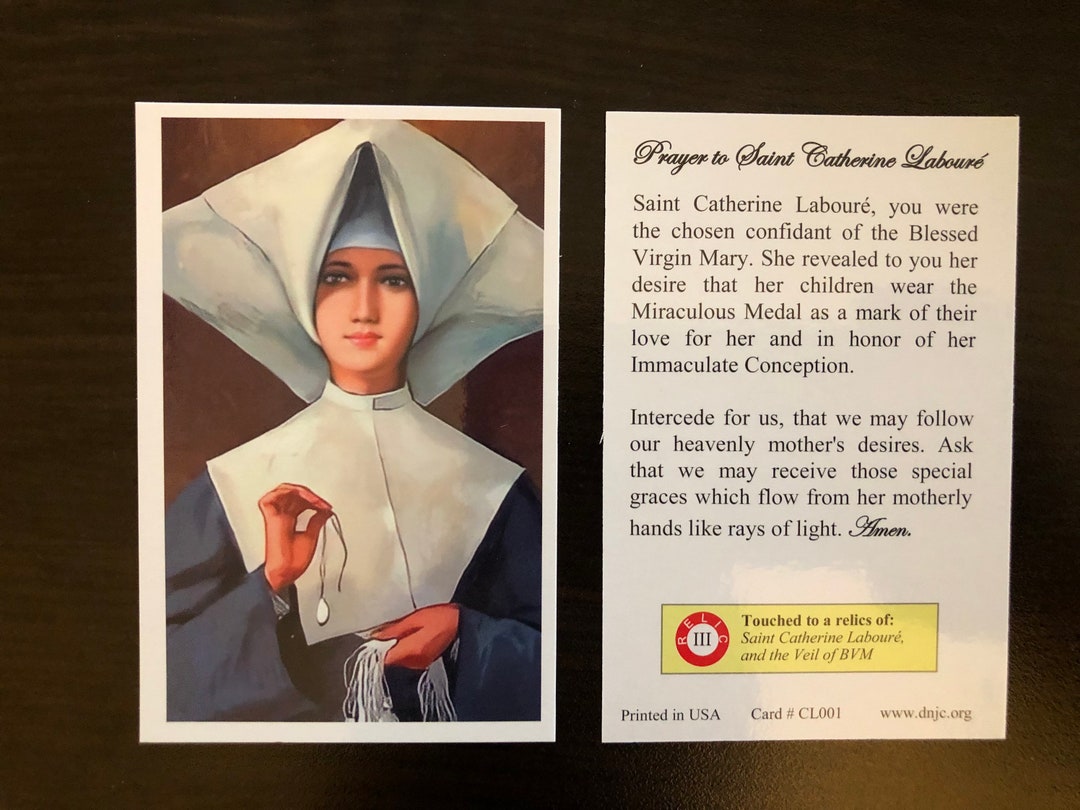Saint Catherine Laboure Third Class Relic Holy Card (touched to a Relic ...