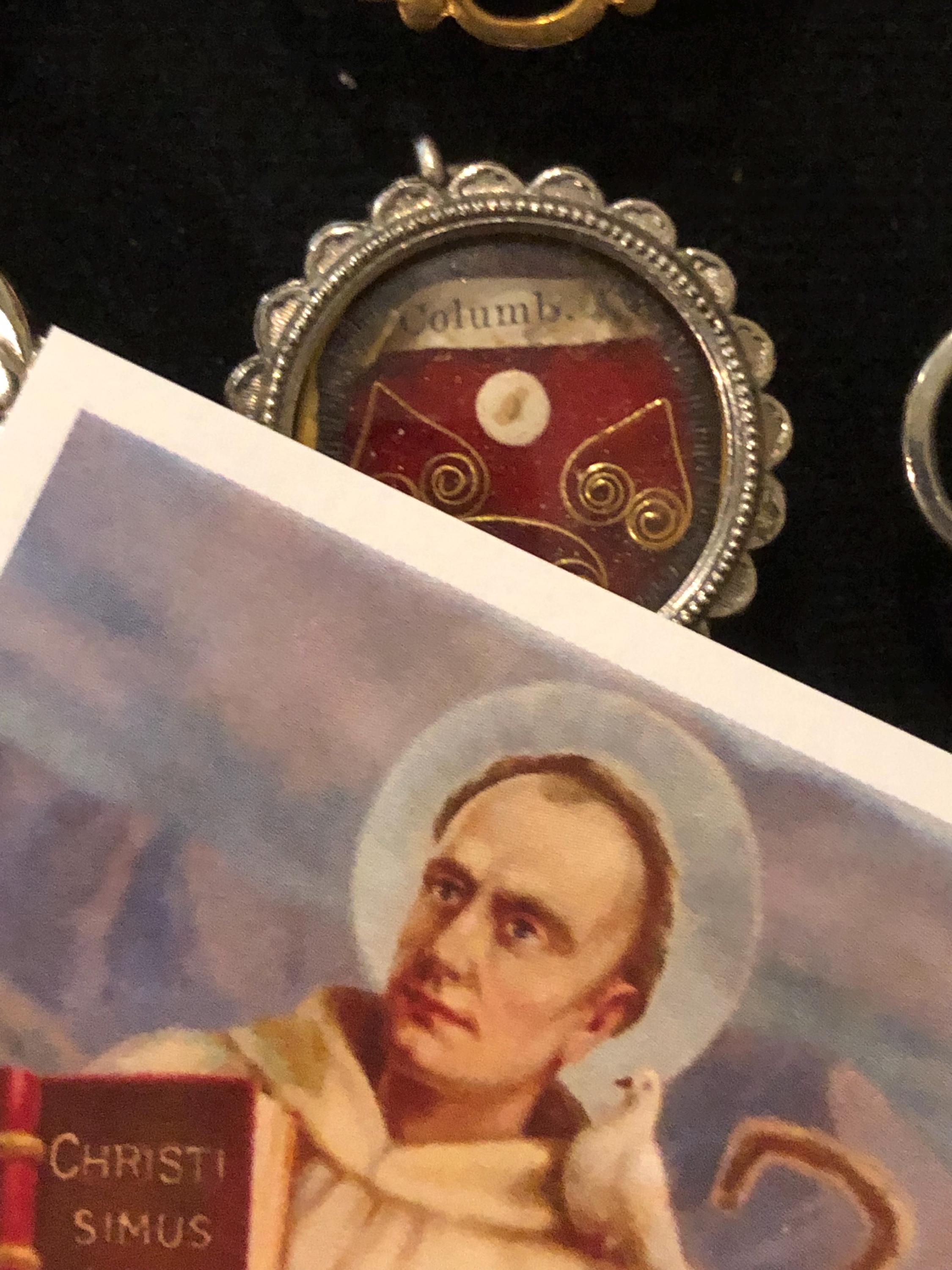 Saint Columban the Abbot Third Class Relic Holy Card (touched to a ...